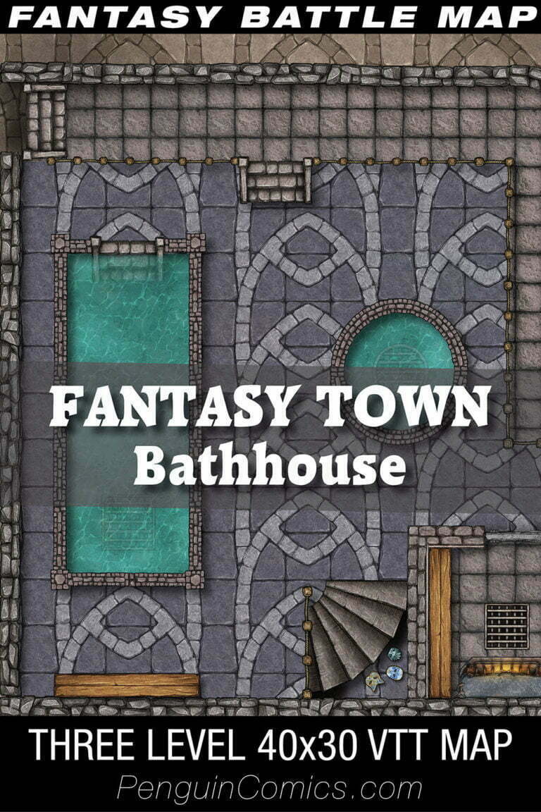 Fantasy Town: Bathhouse - VTT Battlemaps TTRPG