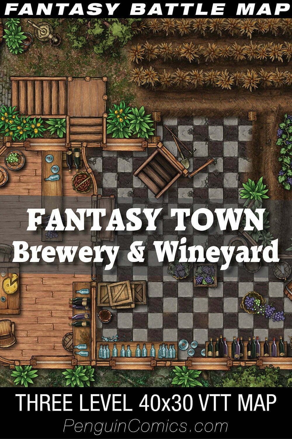 Fantasy Town: Brewery & Wineyard - VTT Battlemaps TTRPG