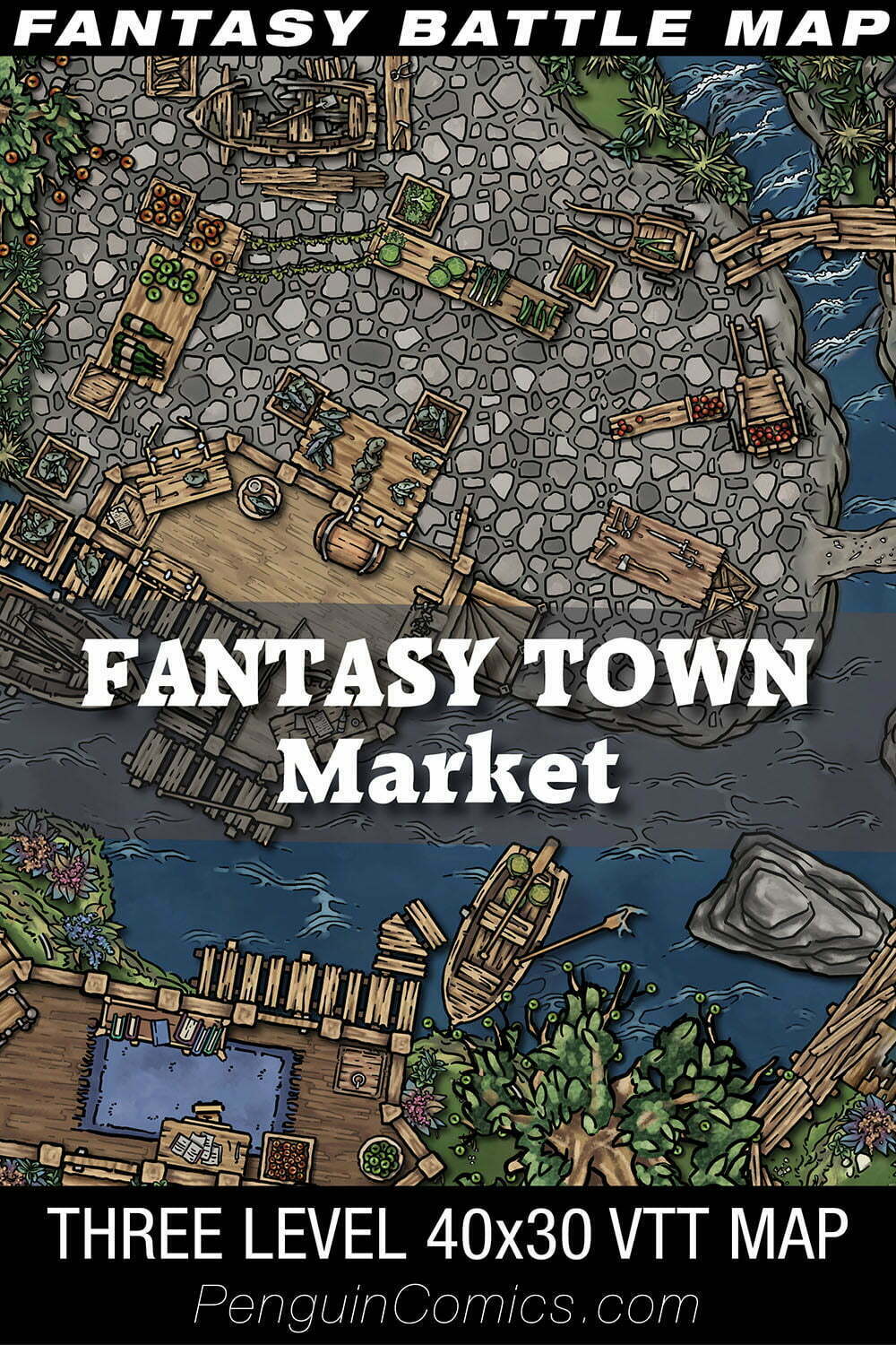 Fantasy Town: Market - VTT Battlemaps TTRPG