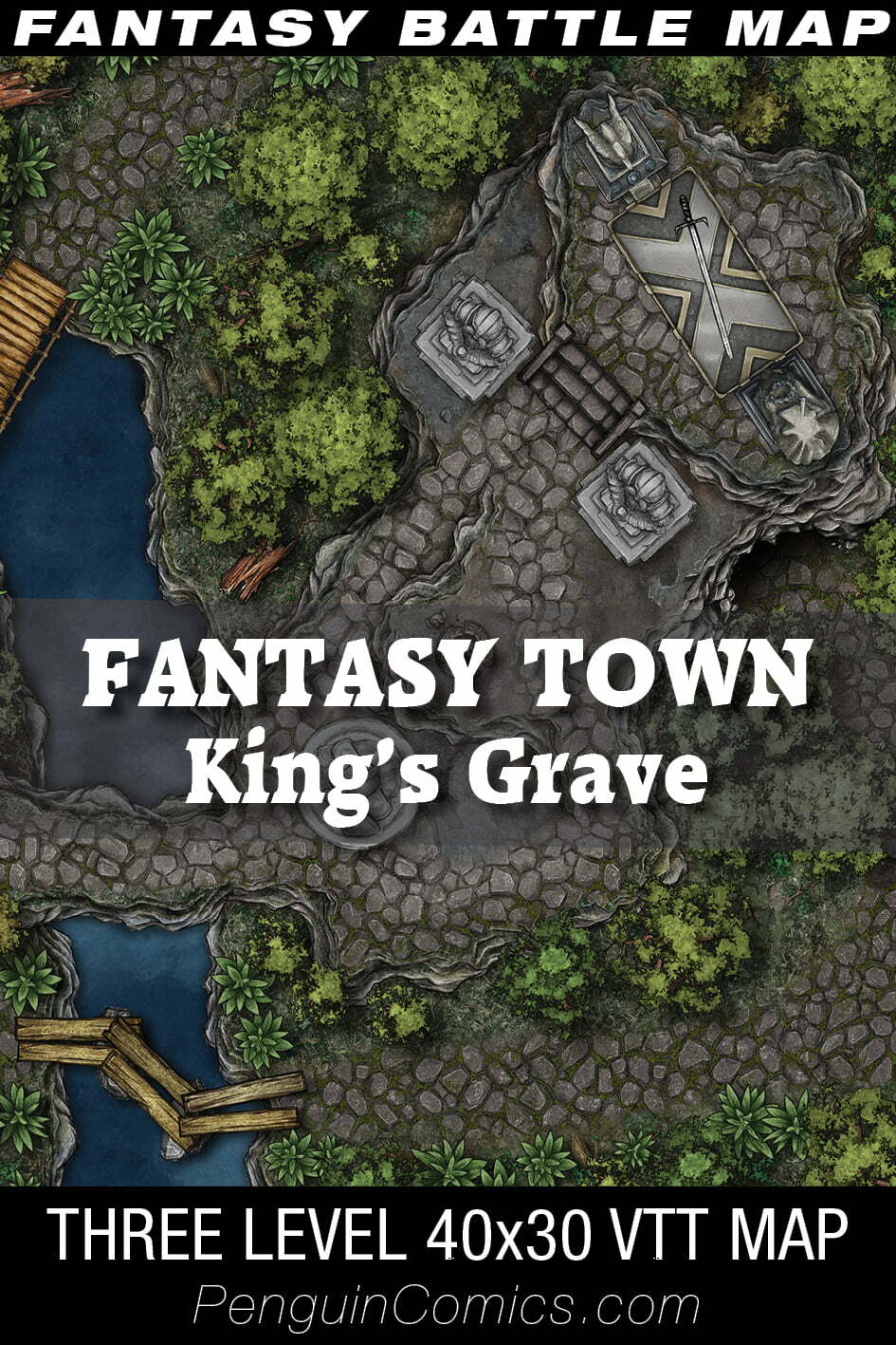 Fantasy Town: King's Grave - VTT Battlemaps TTRPG