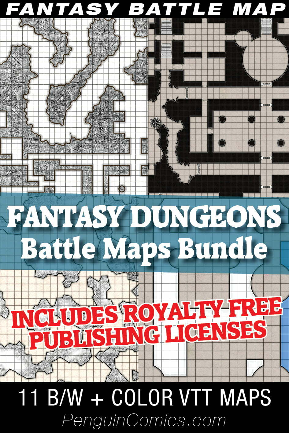 Bundle: Fantasy Dungeons + License - VTT Battlemaps TTRPG