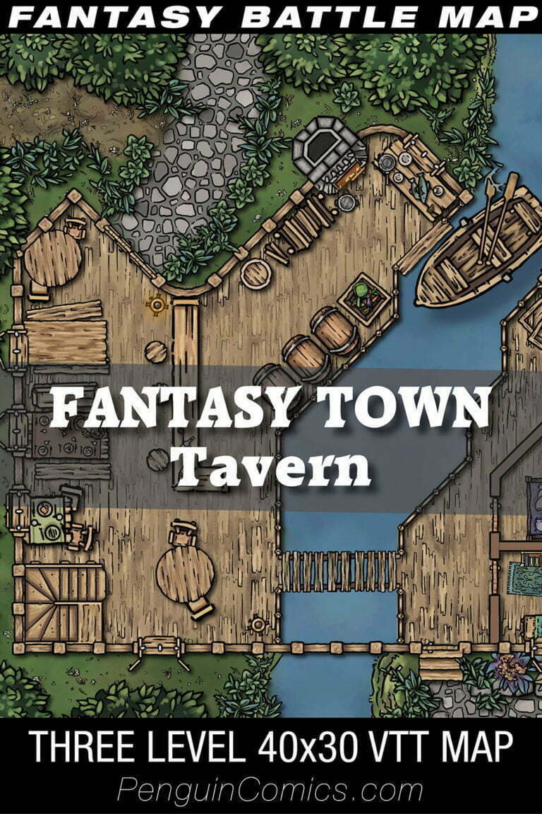 Fantasy Town: Tavern - VTT Battlemaps TTRPG
