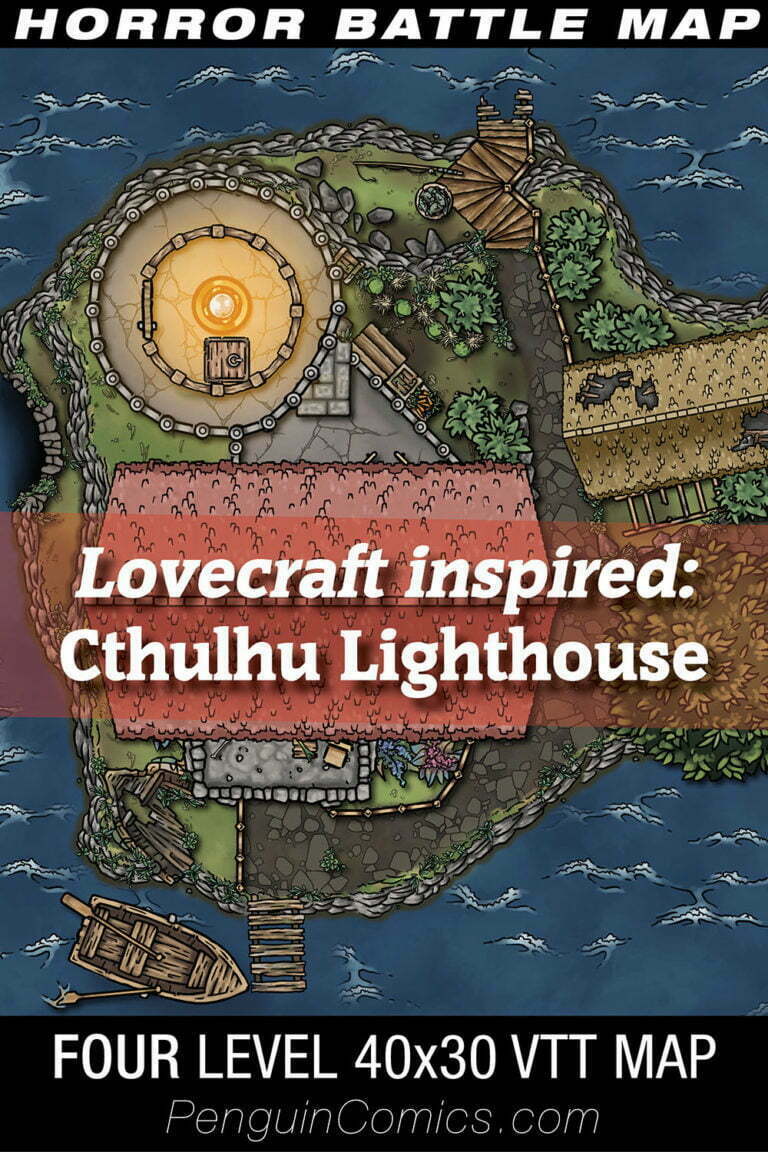 Lovecraft inspired: Cthulhu Lighthouse - VTT Battlemaps TTRPG