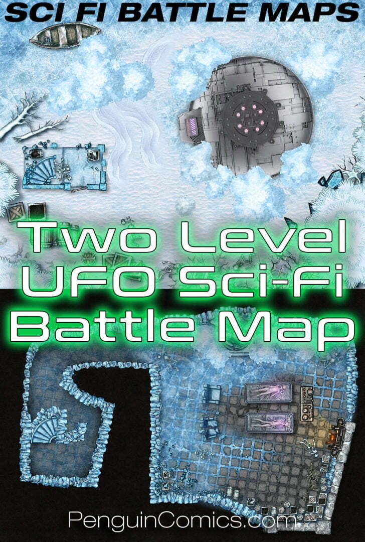 UFO Sci-Fi / Horror Two Level Battlemap - VTT Battlemaps TTRPG