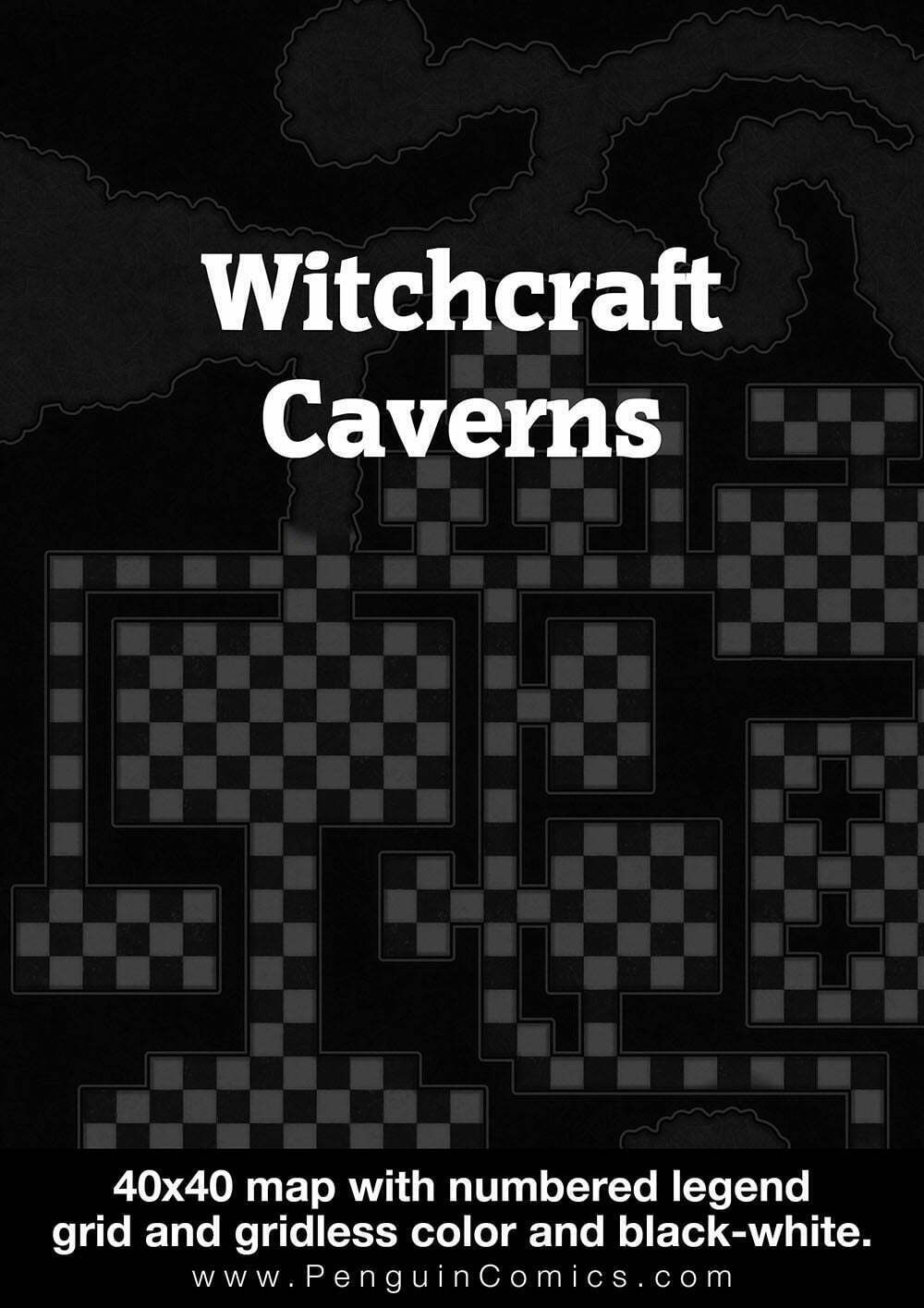 Witchcraft Caverns - 40x40 with Legend - VTT Battlemaps TTRPG