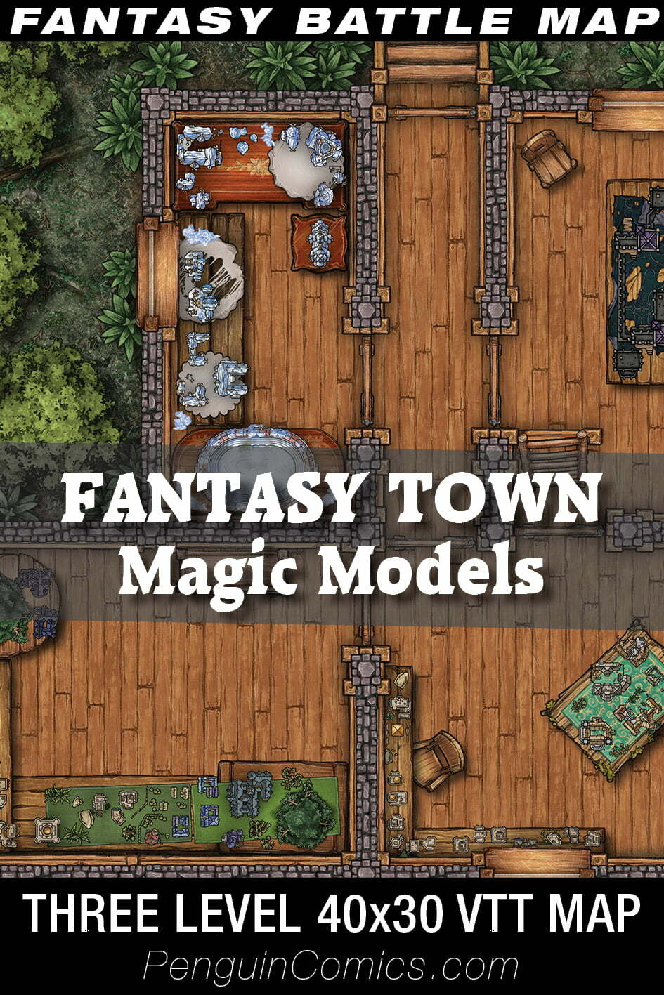 Fantasy Town: Magic Models - VTT Battlemaps TTRPG