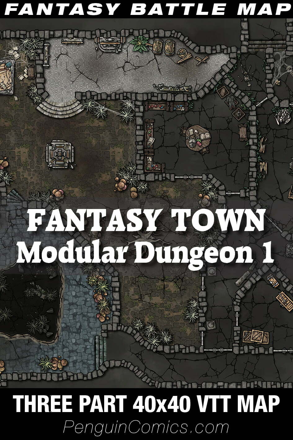 Fantasy Town: Modular Dungeon I - VTT Battlemaps TTRPG
