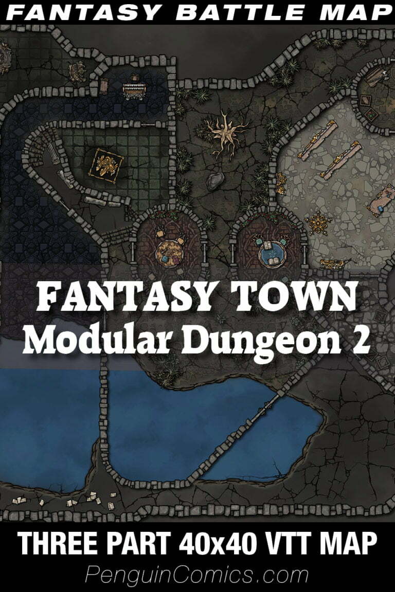 Fantasy Town: Modular Dungeon 2 - VTT TTRPG Battlemaps