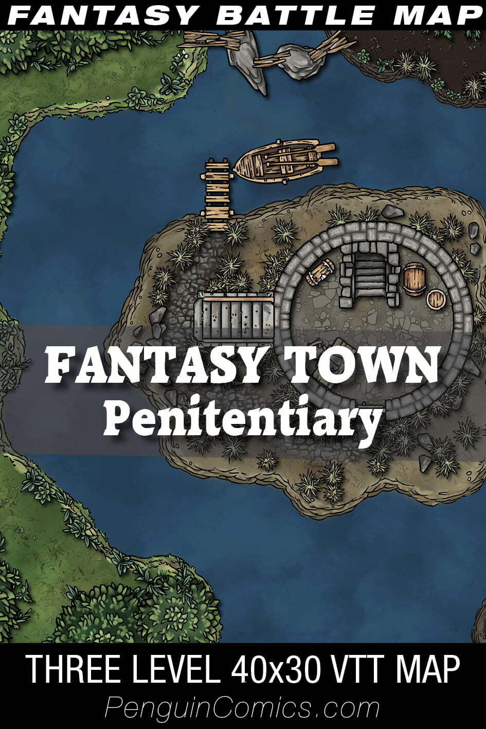 Fantasy Town: Penitentiary - VTT Battlemaps TTRPG