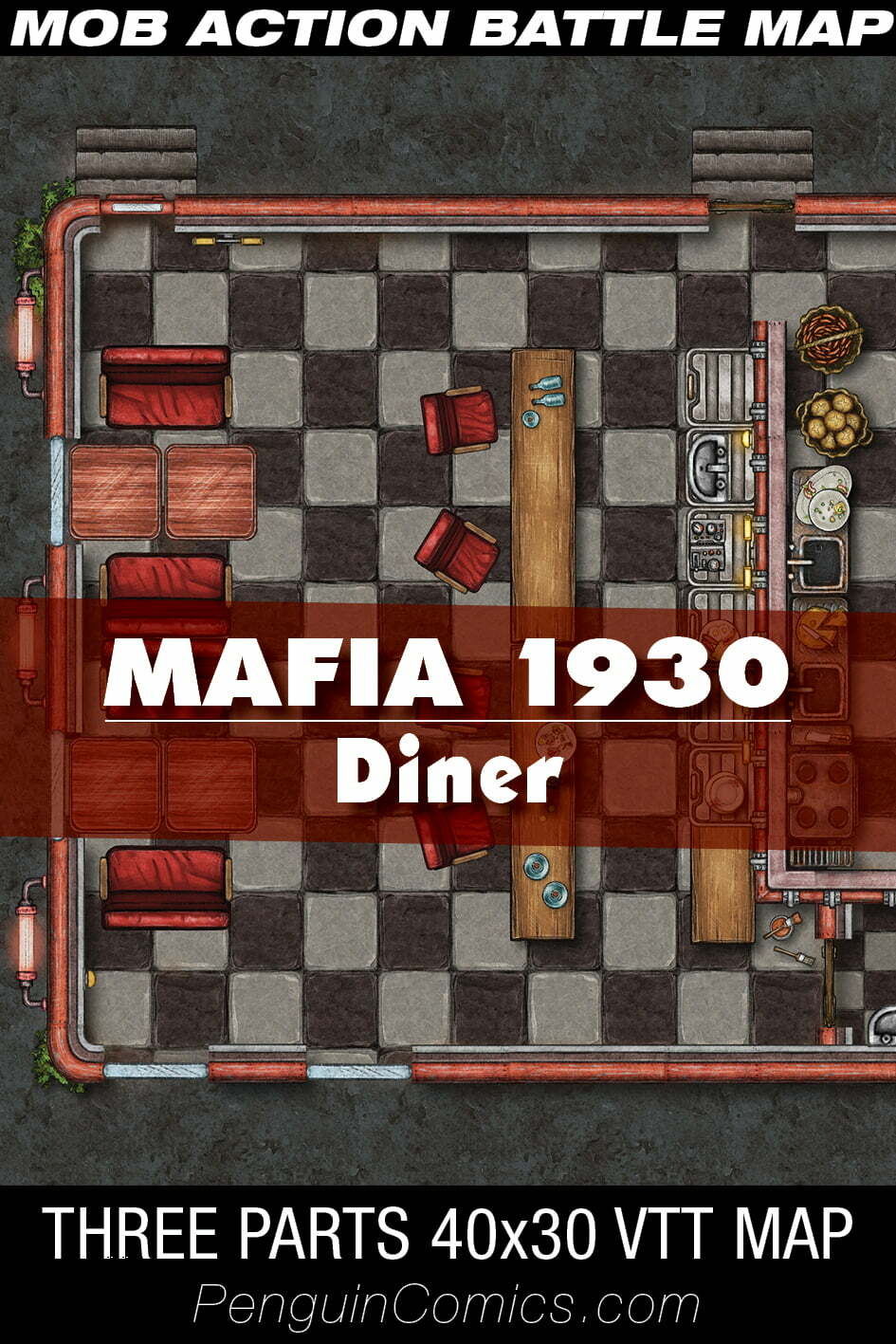 Mafia 1930: Diner - VTT Battlemaps TTRPG
