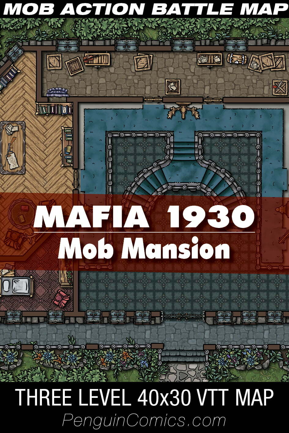 Mafia 1930: Mob Mansion - VTT Battlemaps TTRPG
