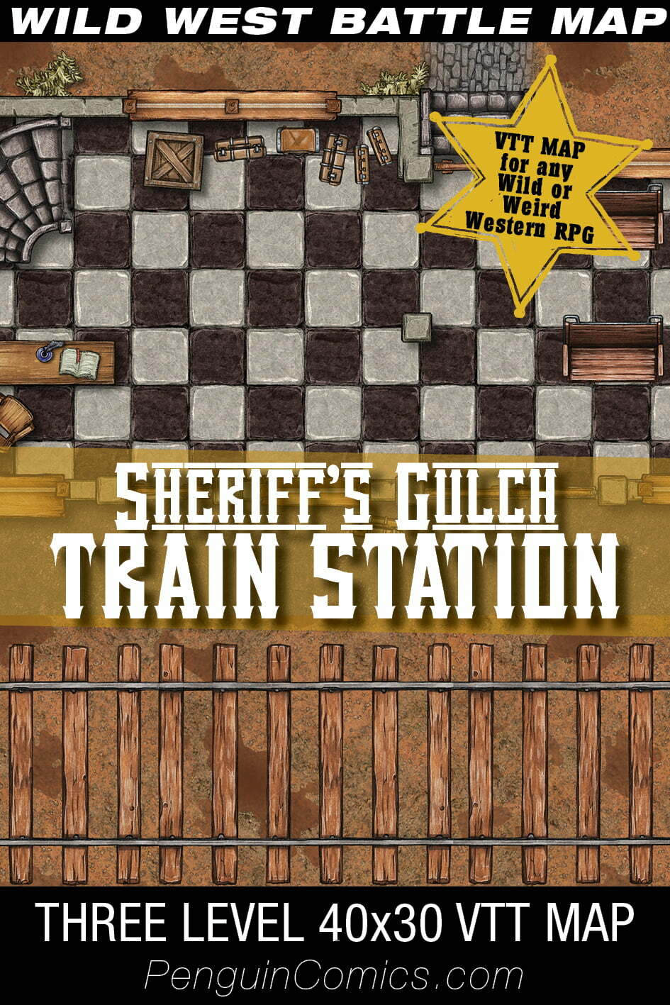 Sheriff's Gulch: Train Station - VTT Battlemaps TTRPG