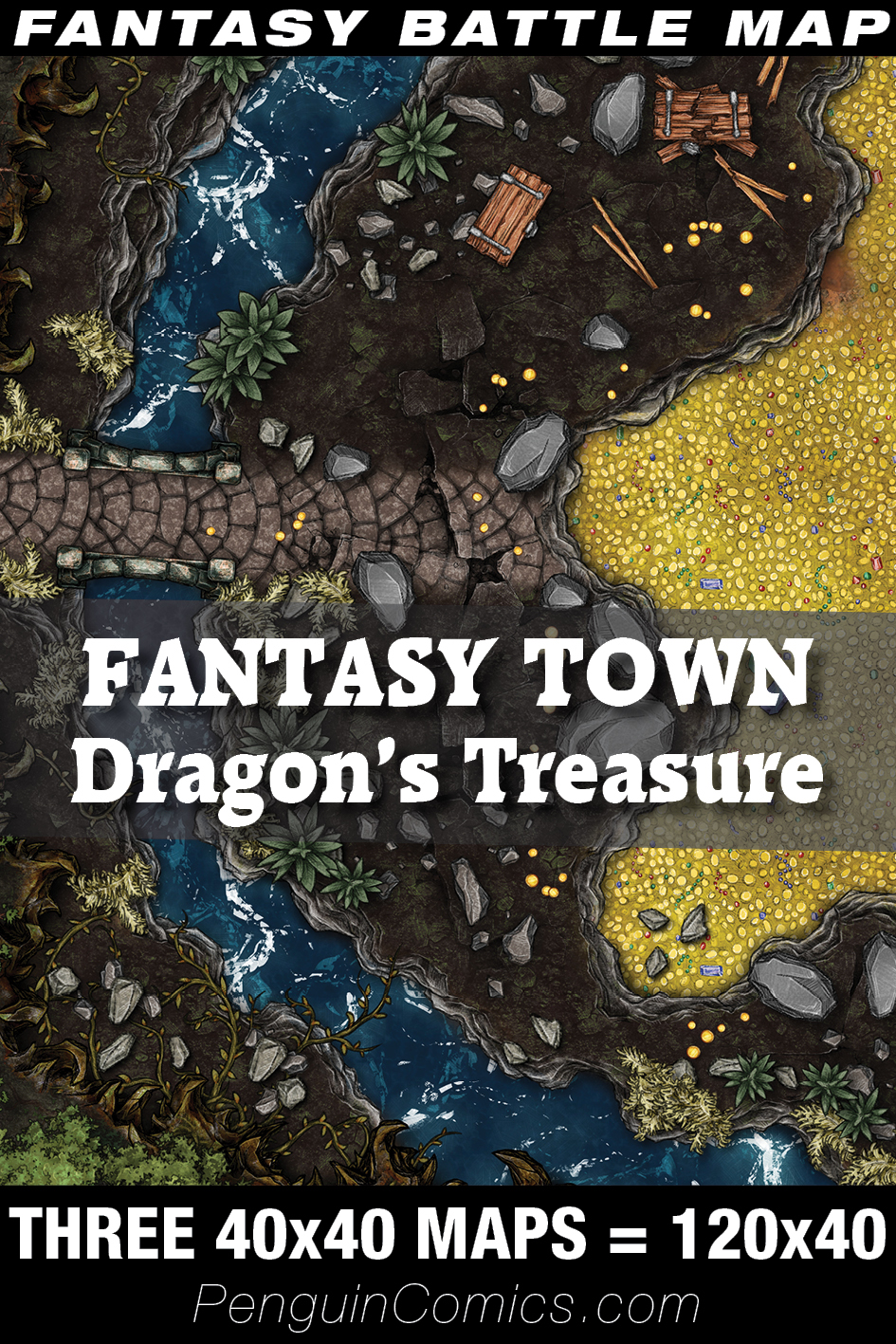 Fantasy Town: Dragon's Treasure - VTT Battlemaps TTRPG