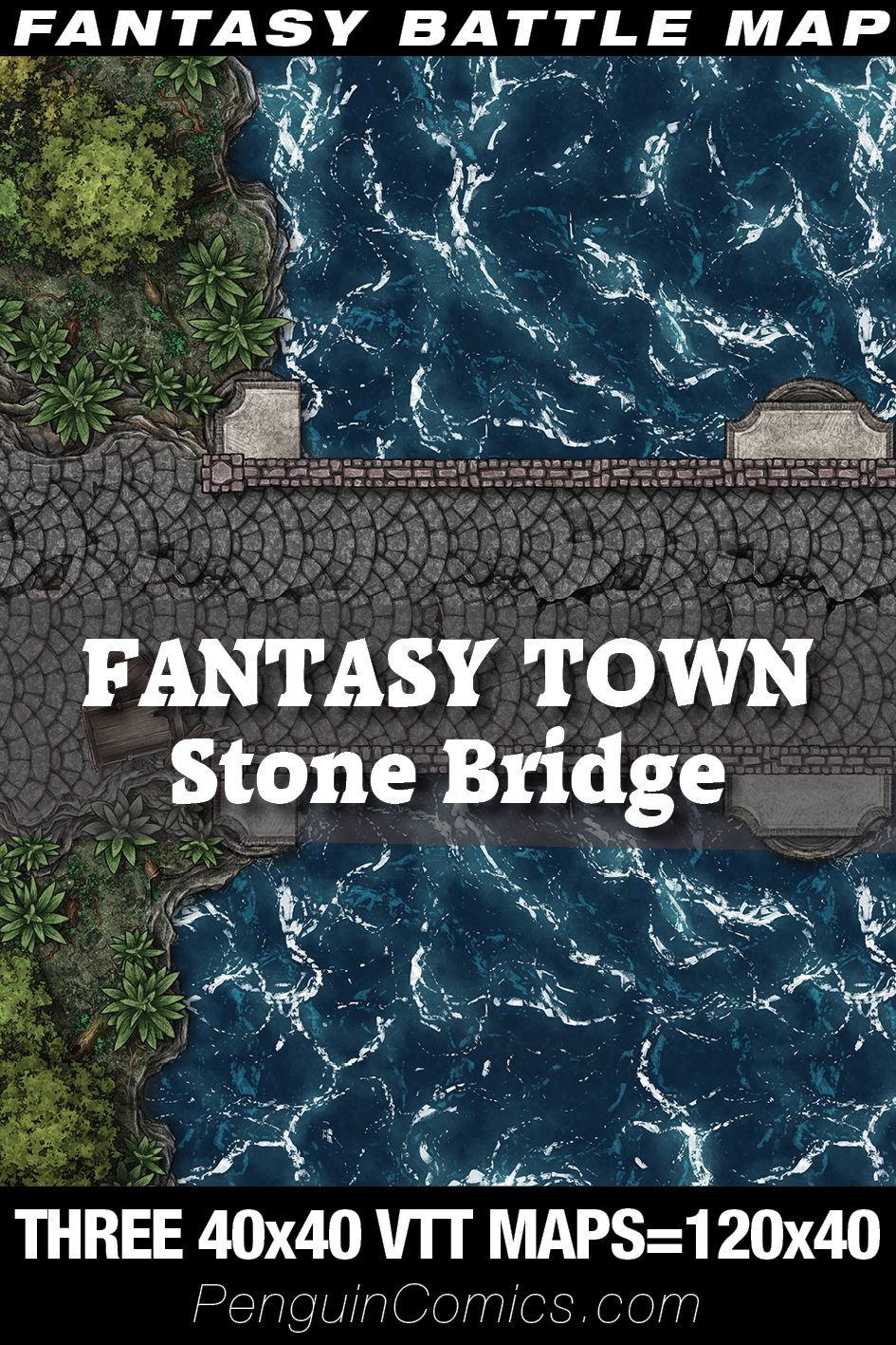 Fantasy Town: Stone Bridge - VTT Battlemaps TTRPG