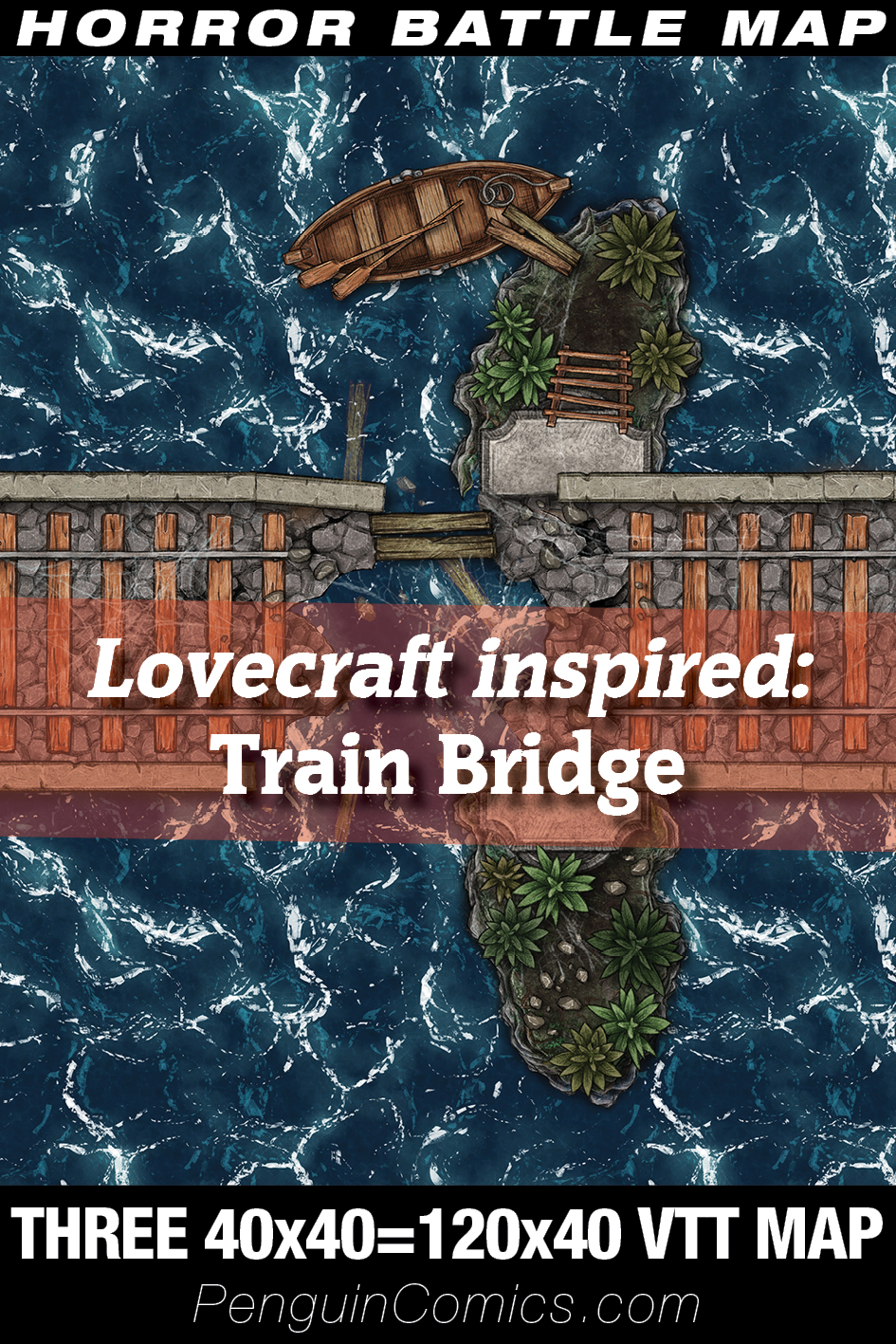 Lovecraft inspired: Train Bridge - VTT Battlemaps TTRPG