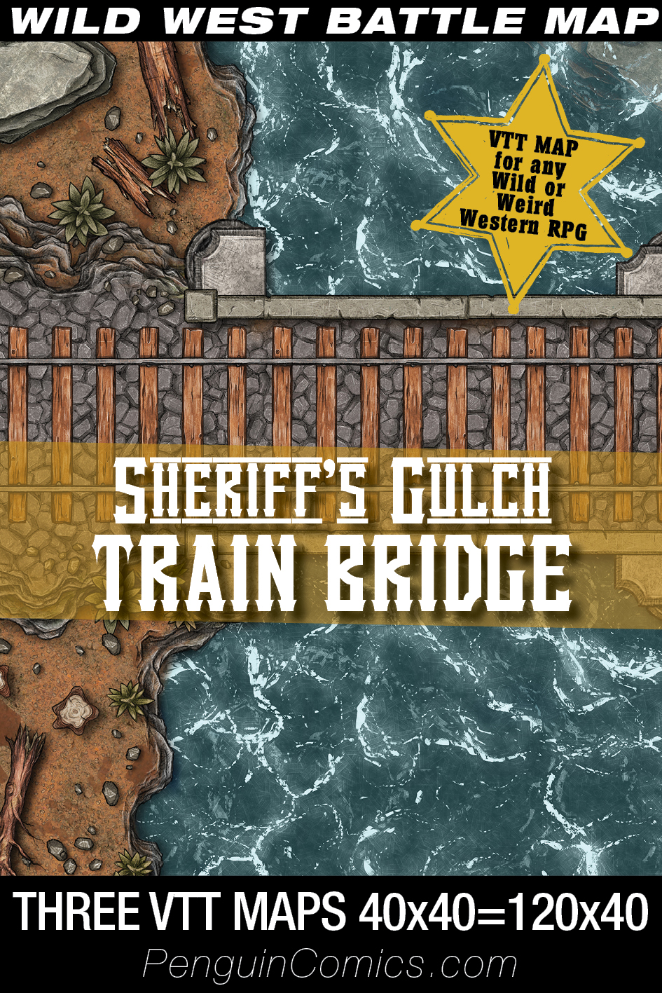 Sheriff's Gulch: Train Bridge - VTT Battlemaps TTRPG