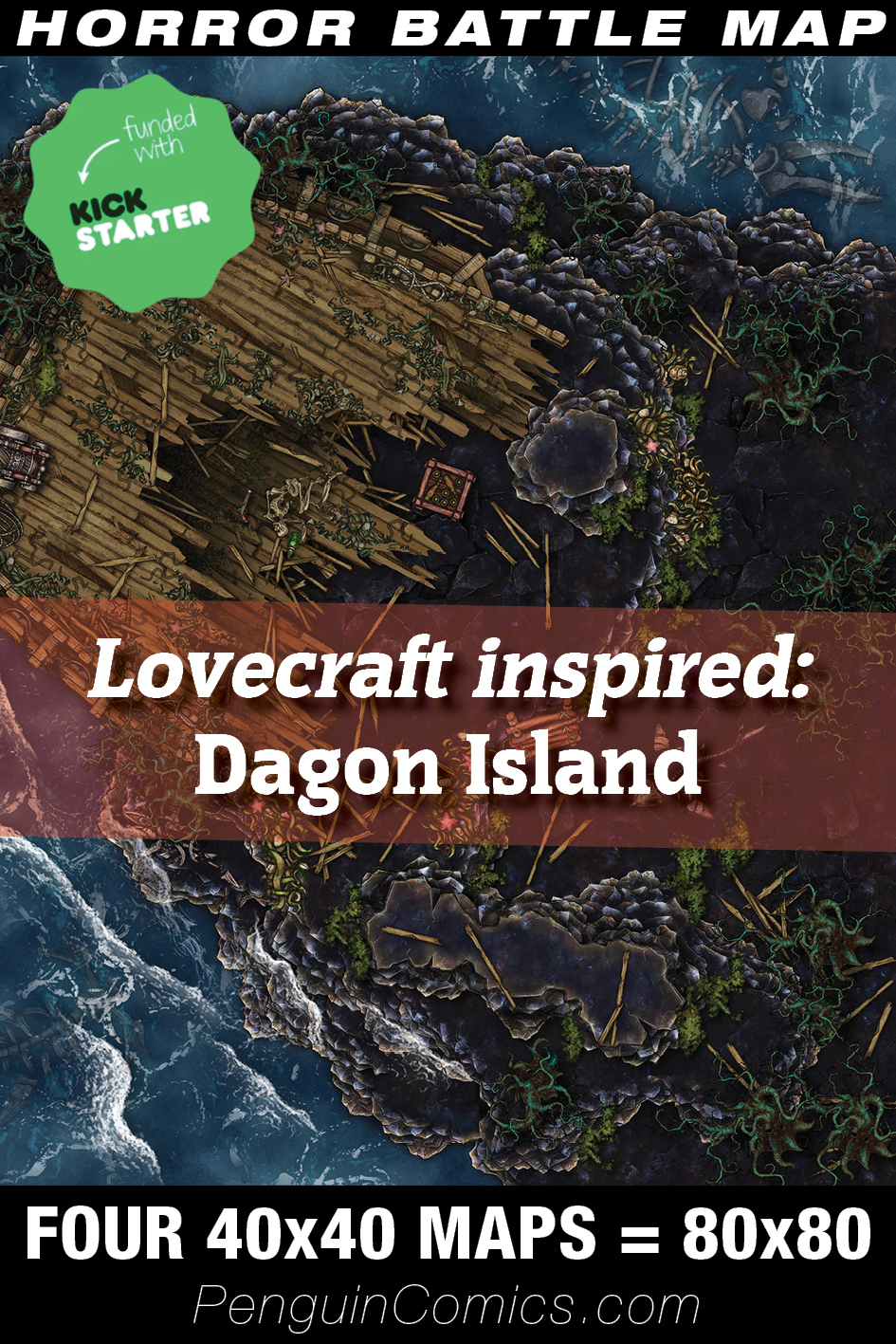 VTT Battle Maps - Lovecraft inspired: Dagon Island - VTT Battlemaps TTRPG
